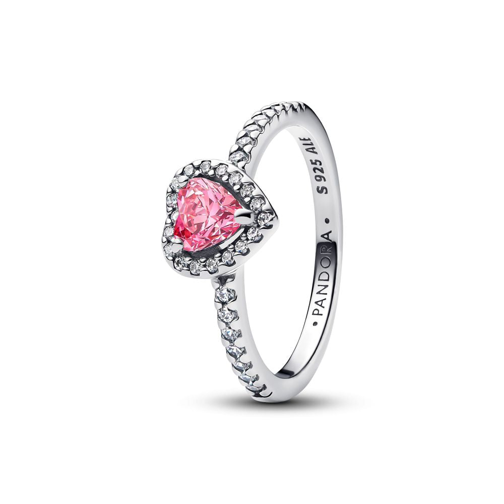 Pandora - Pink hjerte ring i sølv med sten - 198421c03